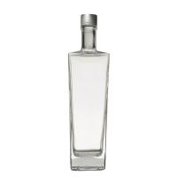 China Clear Frosted Round 700ml 750ml Beverage Rum Vodka Glass Bottle with Super Flint Collar Material for sale