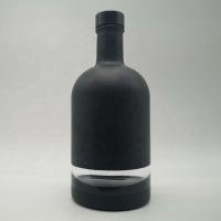 China Clear Frosted Round 700ml 750ml Beverage Rum Vodka Glass Bottle with Super Flint Collar Material for sale