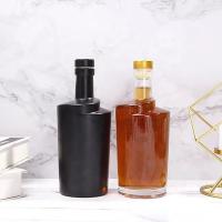 China Clear Frosted Round 700ml 750ml Beverage Rum Vodka Glass Bottle with Super Flint Collar Material for sale