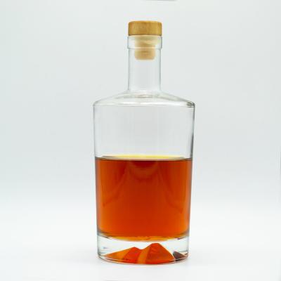 China High Flint Glass Material 700ml 750ml Rum Vodka Whiskey Tequila Glass Bottle with Cork for sale