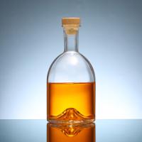 China Round Empty Flint Glass Tequila Gin Whiskey Vodka Bottle with Crystal White Material for sale