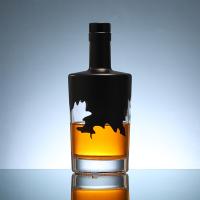 China Super Flint Glass Collar Material 200ml Tequila Whiskey Glass Bottle Custom Logo Printing for sale