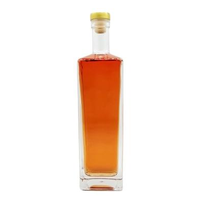 China Square Shape 750ml Glass Bottle for Custom Gin Rum Whiskey Vodka Spirits and Liquor for sale
