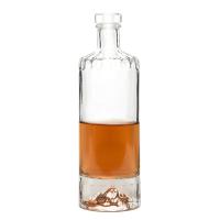 China 500ml 750ml Square Frosted Empty Custom Alcoholic Drink Tequila Whiskey Gin Decorative Glass Bottles for sale