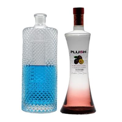 China Super Flint Glass Material 750ml Vodka Spirit Gin Rum Glass Liquor Bottle with Cork for sale