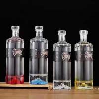 China Super Flint Glass 500ml 700ml 750ml Rum Vodka Whisky Liquor Gin Bottle with Glass Cork for sale