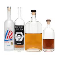 China 375ml 500ml 700ml 750ml 1000ml Gin Whiskey Glass Bottles for Vodka Screen Printing for sale