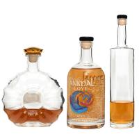 China Super Flint Glass Material Custom 700ml Liquor Wine Gin Whisky Vodka Spirits Glass Bottle with Cork Lid for sale