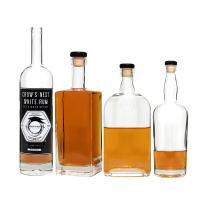 China Custom Logo Printing 250ml 500ml 750ml Clear Glass Flasks for Liquor Flat Whisky Bottle for sale