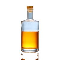 China Custom Logo Printing 250ml 500ml 750ml Clear Glass Flasks for Liquor Flat Whisky Bottle for sale