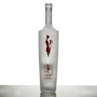 China 750ml Glass Cylinder Whisky Vodka Bottle 700ml 500ml Wine Glass Frosting for Beverage for sale