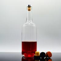 China Glass Bottle Sale 750ml Empty Frosted Super Flint Spirits Liquor Bottles with Cork Top for sale