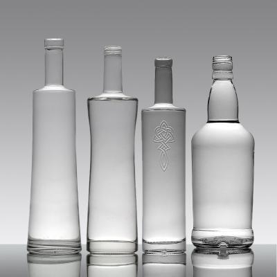 China Custom 750ml 500ml 375ml 200ml 100ml Vodka Spirit Gin Rum Glass Liquor Bottles for Coffee for sale