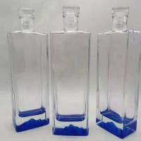 China Custom Design 500ml 750ml Square Glass Vodka Bottle with Cap for sale