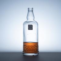 China Miniature 1L Square Glass Bottle for Hot Vodka Brandy Frosted Wine Alcoholic Beverages for sale