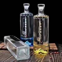 China Custom Design 750ml Square Glass Wine Bottle for Wine Sealing Type CORK / Screw Top for sale