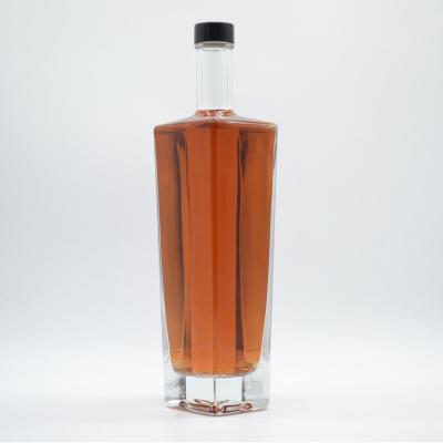 China Engraving Fashion Shape Super Flint Brandy Spirits Empty White Liquor xo Glass Bottle square for sale