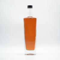 China 700ml Empty Matte Black Square Design Brandy Alcohol Vodka Gin Bottles with Free Sample for sale