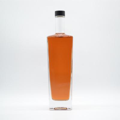 China 700ml Empty Matte Black Square Design Brandy Alcohol Vodka Gin Bottles with Free Sample for sale