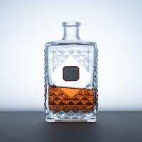 China Custom Whisky Glass Bottle Capacity 500ml/1000ml/375ml Screen Printing Square Shape for sale