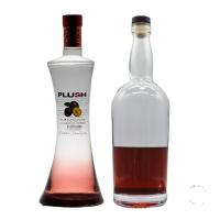 China Customized Shape Super Flint Glass Collar 250ml Hot Sauce 500ml Vodka 700ml Glass Liquor Bottles for sale