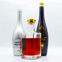 China Whisky FOB and Luxury Custom Printing Empty Square Frosted Glass Bottles for Liquor for sale