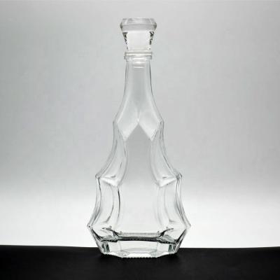 China 375ml 700ml 2liter Blue Square Glass Bottle for Printing Alcohol Liquor Vodka Rum Gin for sale