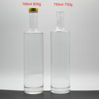 China Super Flint Glass Collar Round 700ml Cork Top Clear Gin Bottle for Vodka Enthusiasts for sale