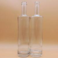 China Super Flint Glass Collar Round 700ml Cork Top Clear Gin Bottle for Vodka Enthusiasts for sale