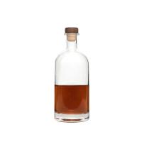 China Custom 750ml Embossed Logo Wine Glass Bottle in Clear Color for Branded Whisky for sale