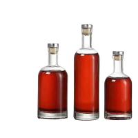 China OEM Logo Decal Stocked 1000ml 750ml 500ml Liquor Bottles Vodka Glass Bottle with Cork Top Lid for sale