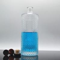 China Colored Engravable Tequila Pattern Square Glass Bottle 500ml for Hot Alcohol Beverage for sale