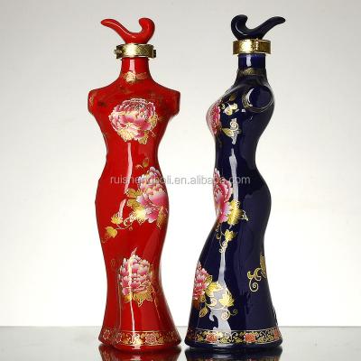 China Customized 24oz 26oz Glass Jar in Man and Woman Body Shape with Decal Surface Handling for sale