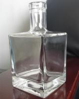 China Glass Whiskey Bottle Clear Super Flint 375ml 500ml Square Dry Gin Vodka Wine Bottle for sale