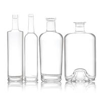 China 375ml 500ml Clear Frosted Glass Bottle for Vodka Gin Whiskey White Spirit Transparent for sale