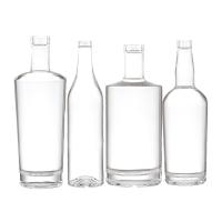 China 375ml 500ml Clear Frosted Glass Bottle for Vodka Gin Whiskey White Spirit Transparent for sale