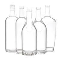 China 375ml 500ml Clear Frosted Glass Bottle for Vodka Gin Whiskey White Spirit Transparent for sale