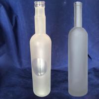 China 500ml Custom Screen Printing Frosted Crown Royal Whisky Vodka Gin Glass Bottles with Cork for sale