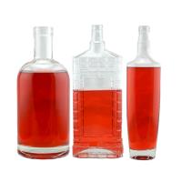 China 1000ml Clear Square Glass Bottle for Vodka Made of Super Flint Glass Material for sale