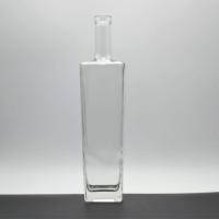 China Frosted 750ml Glass Bottle for Liquor Brandy Whiskey Vodka Gin Rum Square Shape CNF for sale