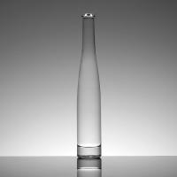 China Customizable Logo Printing Slim Tall Round Glass Vodka Liquor Bottles with Cork Seal for sale