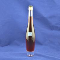 China Customizable Logo Printing Slim Tall Round Glass Vodka Liquor Bottles with Cork Seal for sale