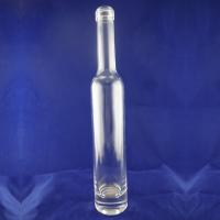 China Customizable Logo Printing Slim Tall Round Glass Vodka Liquor Bottles with Cork Seal for sale