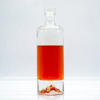 China Blue Black Label Whisky Juice Sauce Oil Tequila Alcohol Round Glass Bottle Capacity 375ml/700ml/750ml for sale
