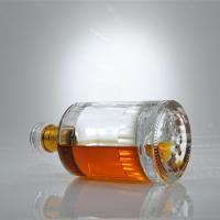 China Glass Bottle Capacity 750ml Mountain Base Round Flint Bottle Square Shoulder Gin Whiskey for sale