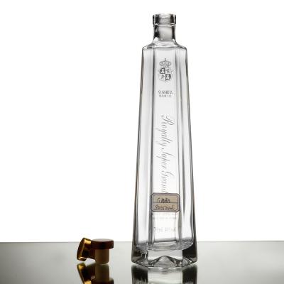 China 500ml 700ml 750ml Round Empty Glass Bottle with Cork made of Super Flint Glass Material for sale