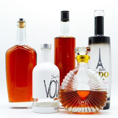 China Super Flint Glass Material 1000ml Screen Printing Glass Bottle for Vodka Gin Whiskey for sale