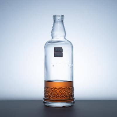 China Decal Surface Handling Custom 700ml Whisky Rum Vodka Liquor Gin Spirit Glass Bottle for sale