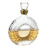 China Decal 700ml 1000ml Screen Printing Screw Lid Clear and Frosted Flat Flask Coffee Glass Bottle for Liquor for sale