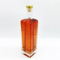 China 500ml 700ml 750ml 1L Unique Square Shape Glass Liquor Bottle for Juice Vodka Spirit Liquor for sale